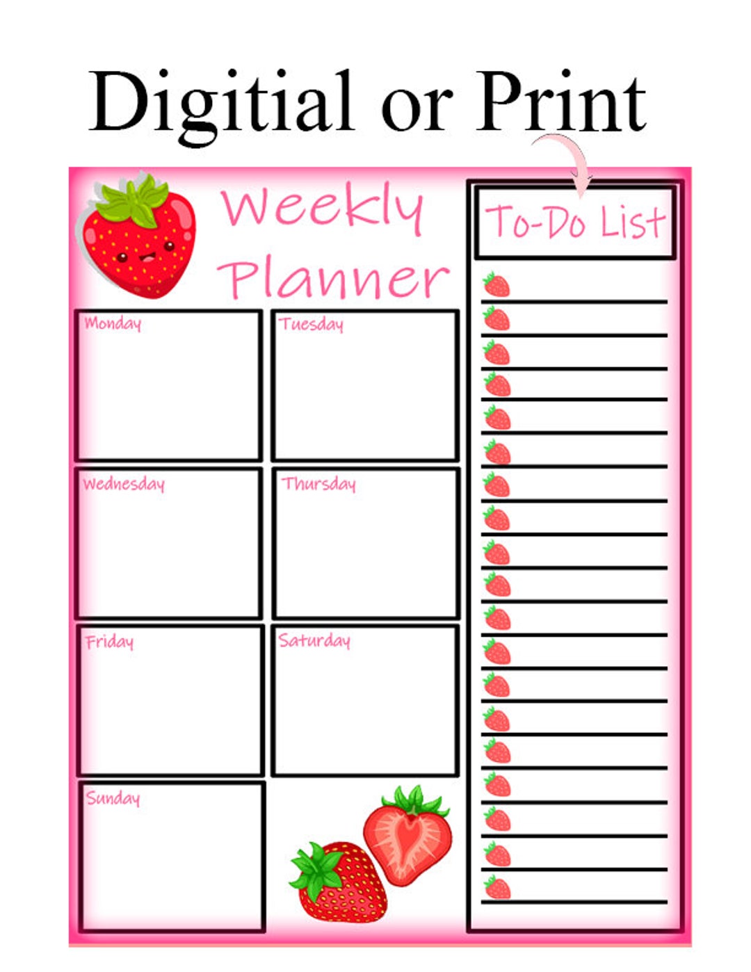 Cute Weekly Planner | Printable Stationery | Instant Download | - Etsy