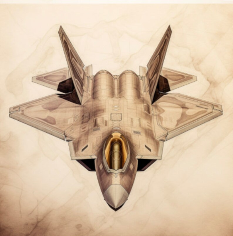 F-22 Raptor Line Drawing Art Print Inspired by Davinci - Etsy