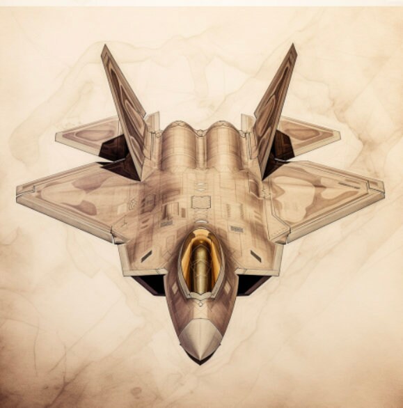 F-22 Raptor Line Drawing Art Print Inspired by Davinci - Etsy