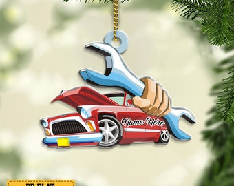 Mechanic Under Car Hood Personalized Christmas Ornaments - Etsy