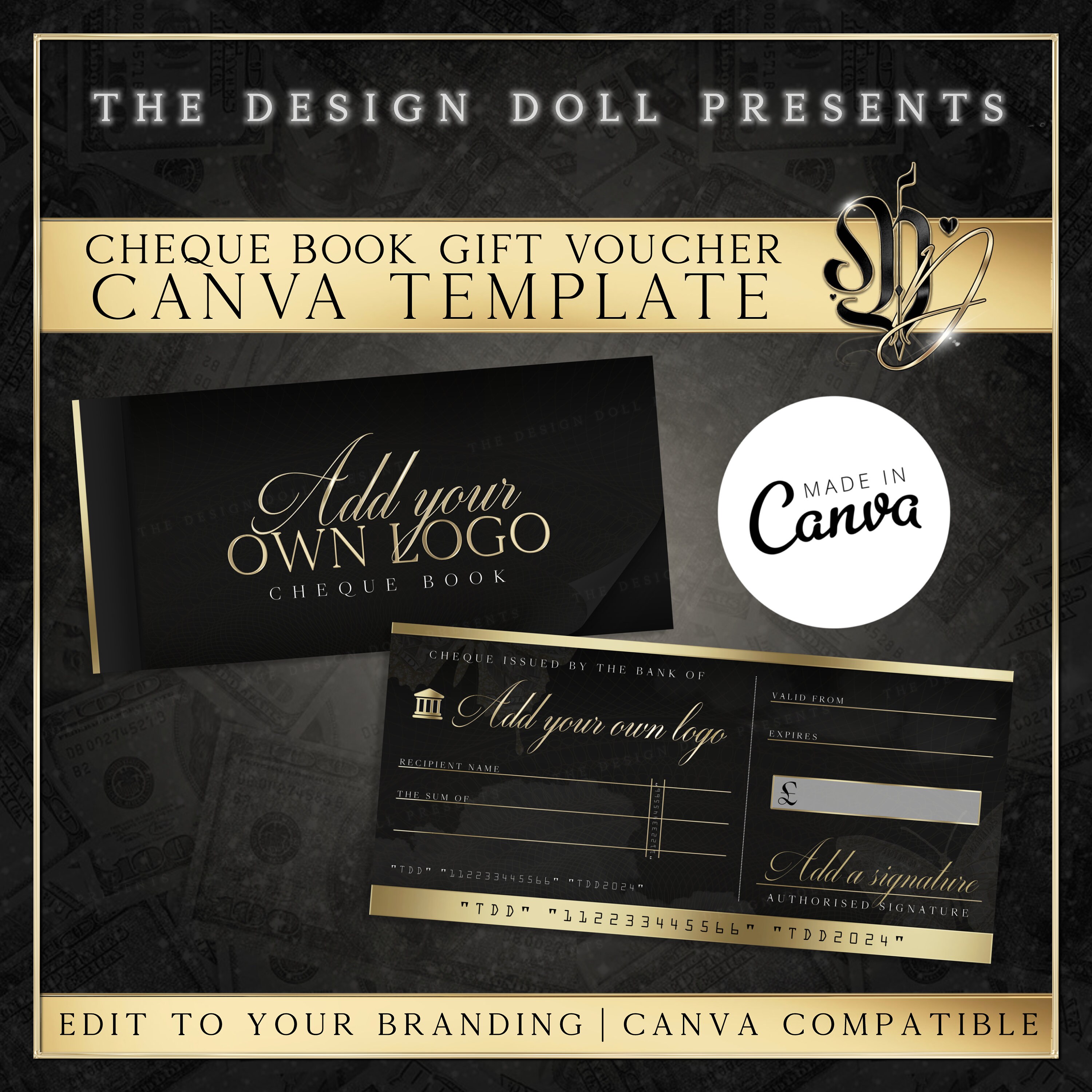 Cheque Book Gift Voucher, Check Gift Voucher Canva, Lash Gift ...