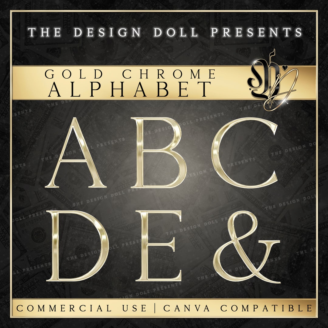 Gold Chrome Letters, Gold Alphabet, Chrome Alphabet, Gold Chrome PNG ...