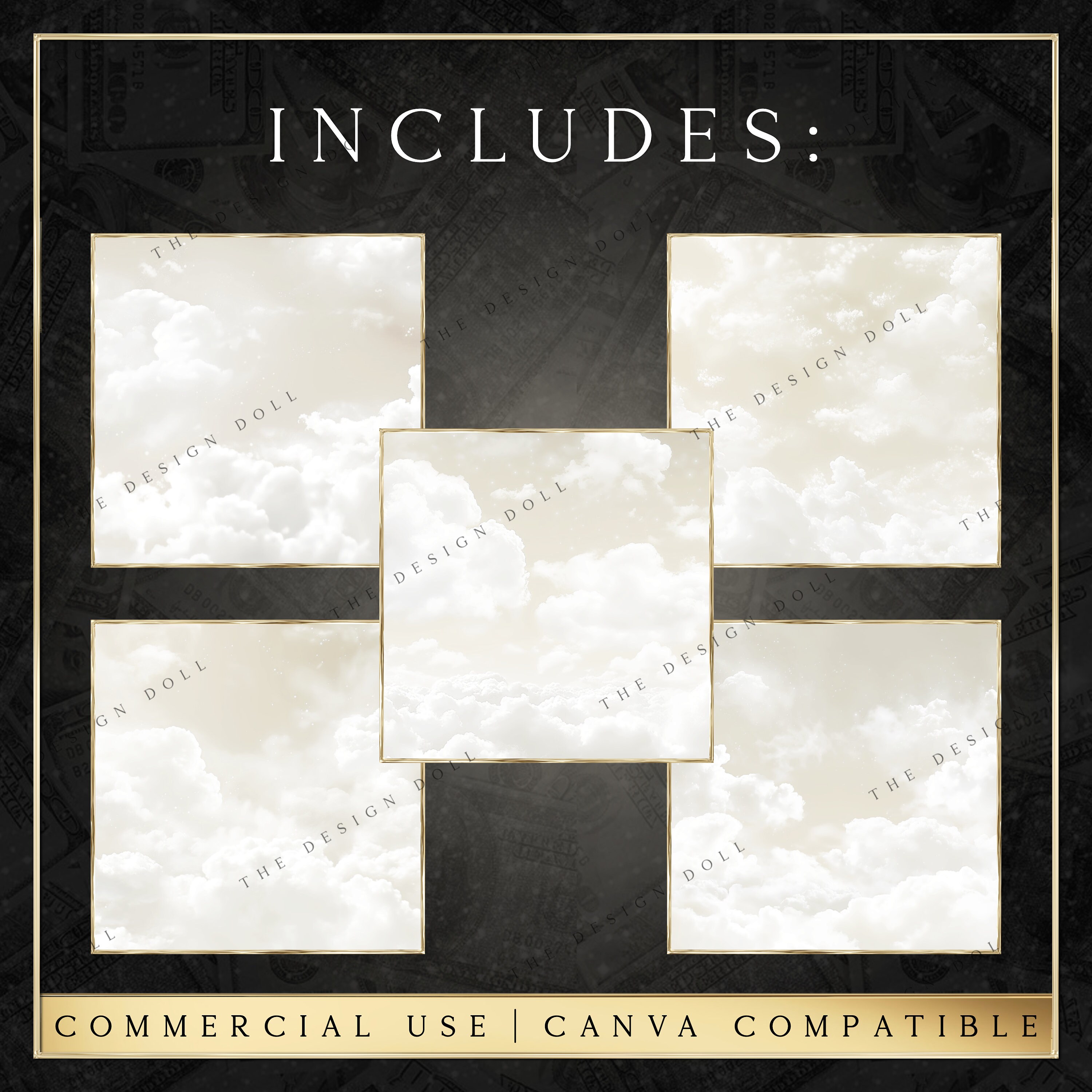 Glam Digital Paper, Nude Cloud Effect, Cloud Background, Neutral Cloud ...