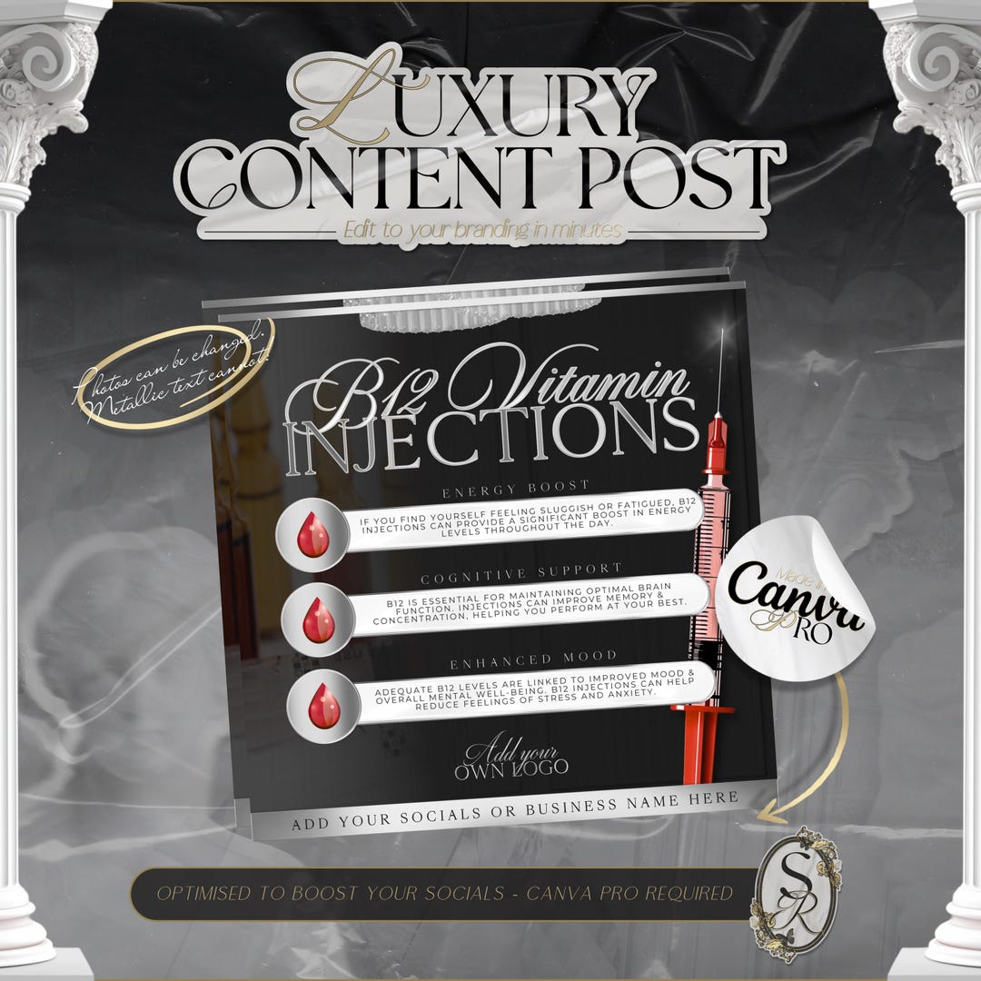 Vitamin B12 Beauty Salon Flyer, Canva Template, Beauty Salon Social ...