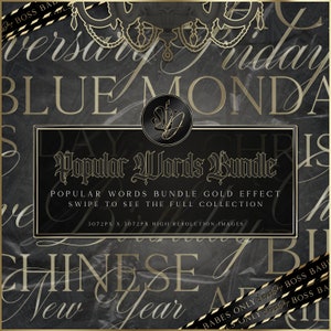 Word Clip Art, Gold Script Words, Gold Metallic Clipart, Gold Words ...