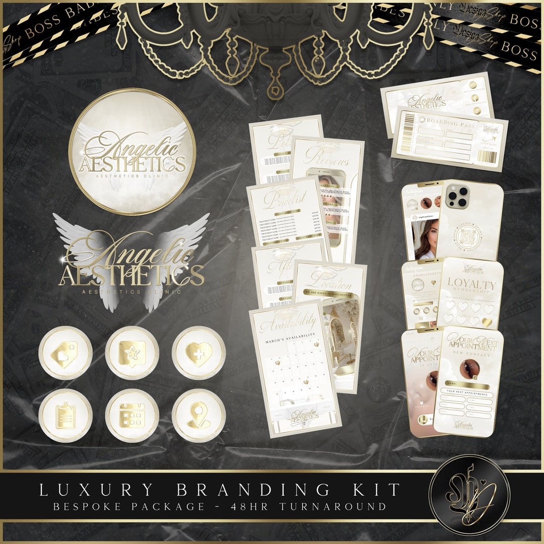 Pre-made Beauty Branding Kit, Custom Logo, Chrome Logo, Beauty Salon ...