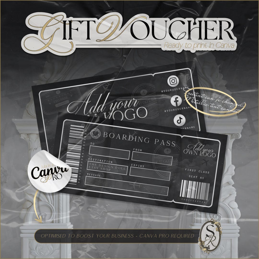 Boarding Pass Gift Voucher Canva Template, Beauty Salon (digital ...
