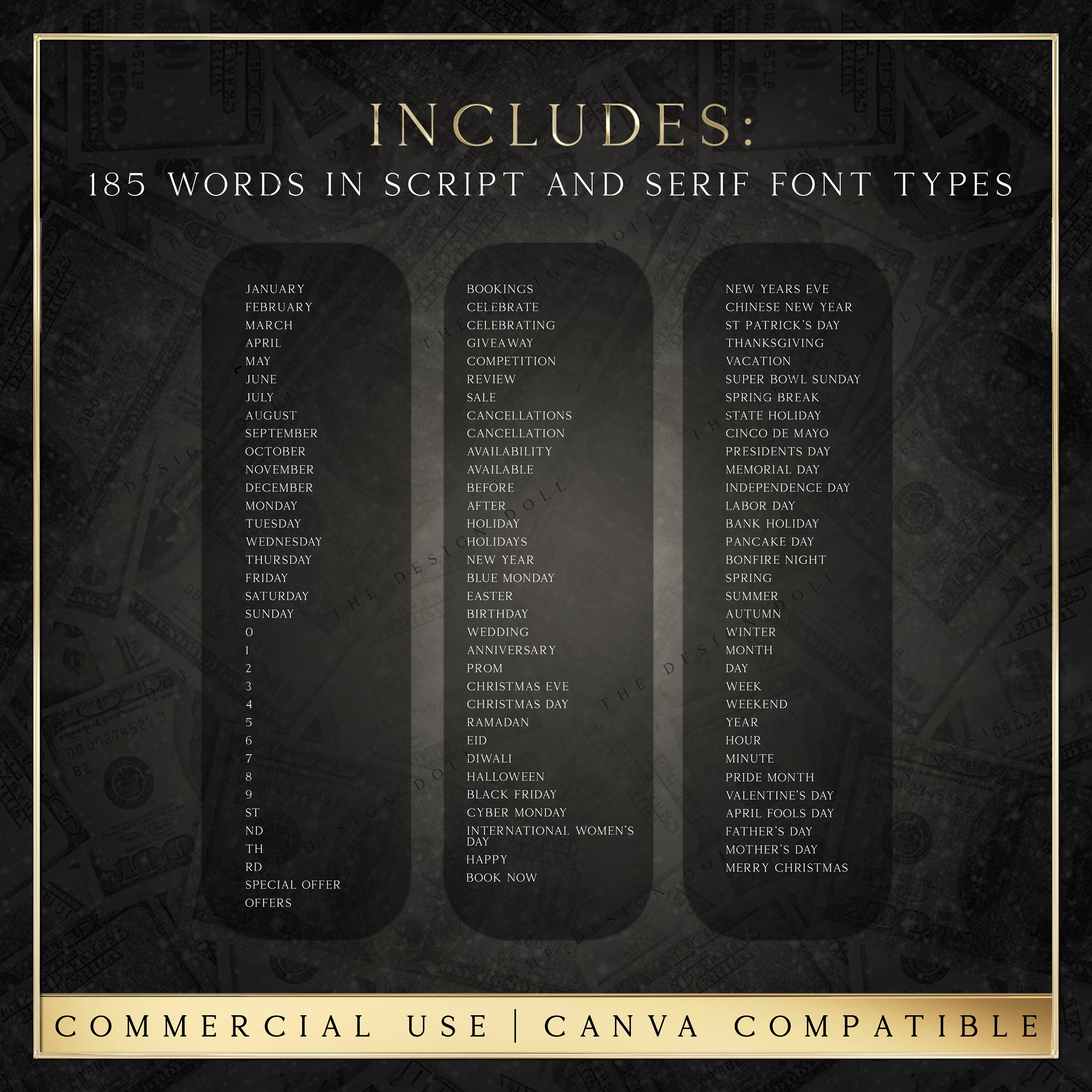 Word Clip Art, Gold Script Words, Gold Metallic Clipart, Gold Words ...