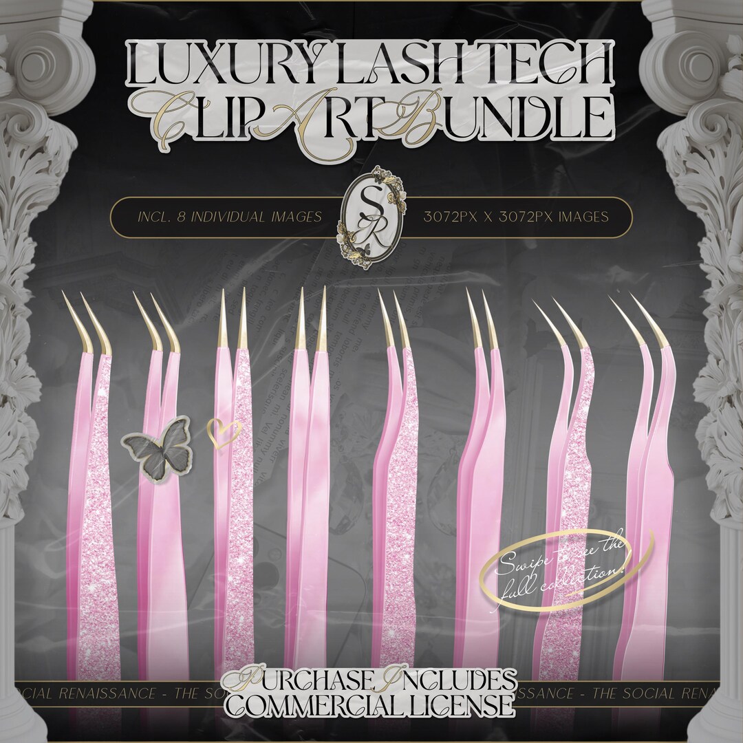 Lash Tech Clip Art, Hand Drawn Tweezers, Lash Technician Clip Art ...