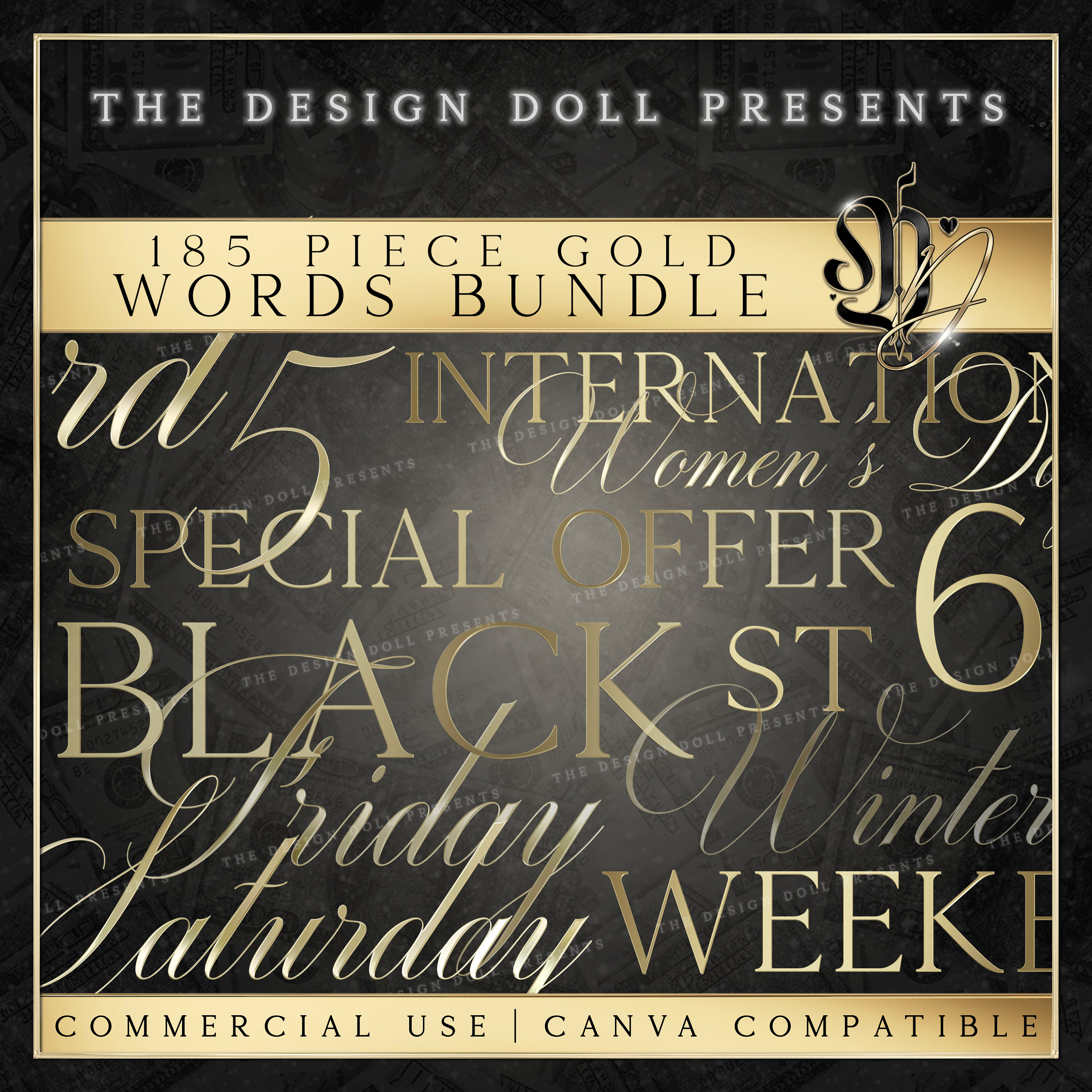 Word Clip Art, Gold Script Words, Gold Metallic Clipart, Gold Words ...