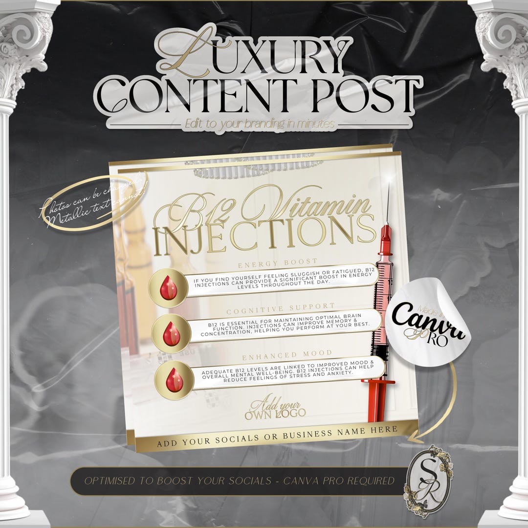 Vitamin B12 Injections Flyer, Beauty Salon Social Media Post (canva ...