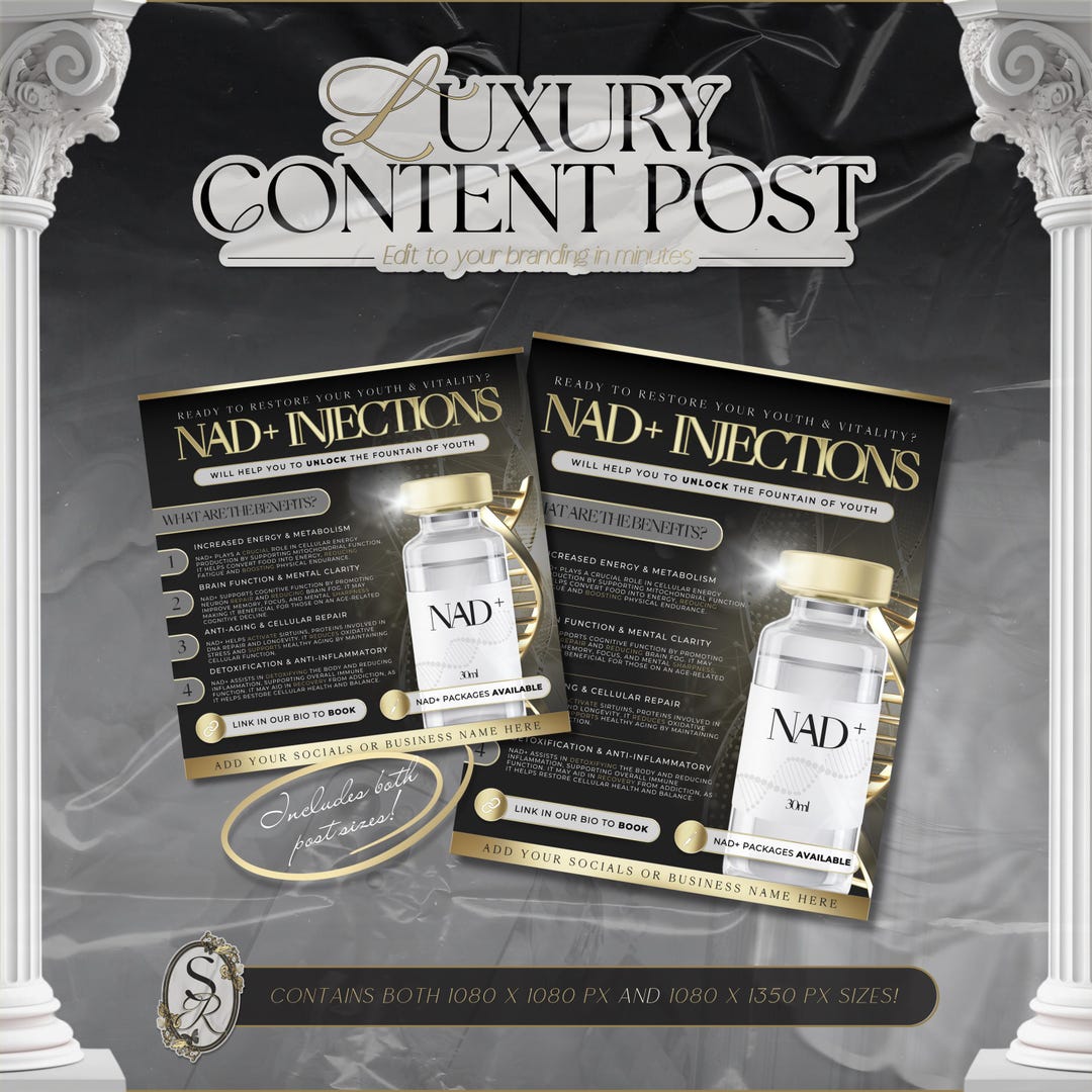 NAD+ Injections Social Media Post, Aesthetics Practitioner Flyer, Canva ...