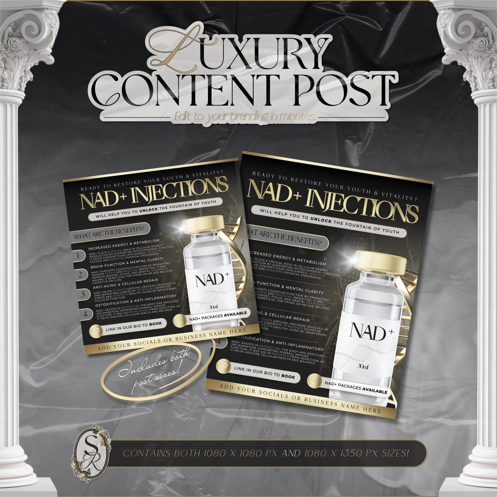 NAD+ Injections Social Media Post, Aesthetics Practitioner Flyer, Canva ...