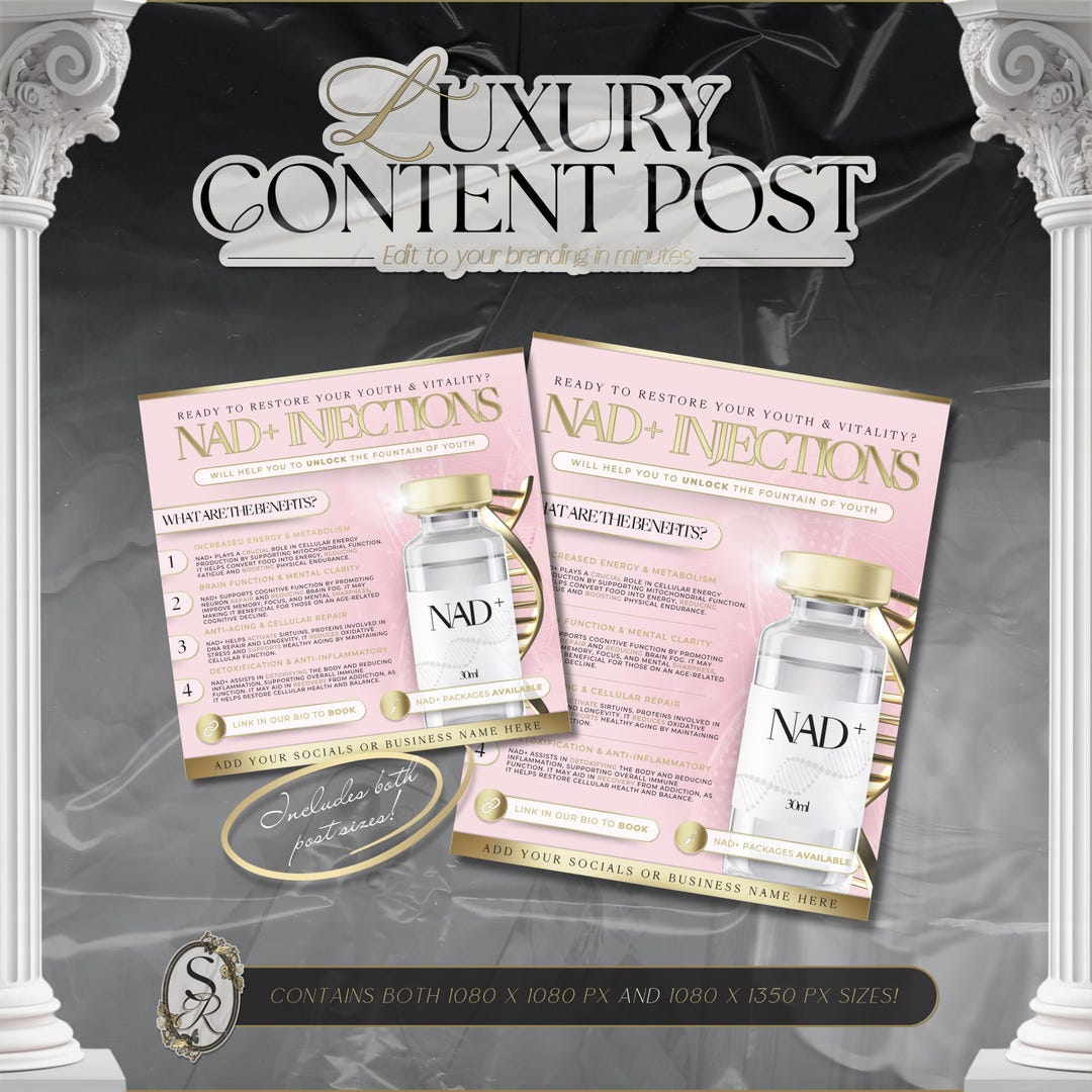 NAD+ Injections Social Media Post, Aesthetics Practitioner Flyer, Canva ...