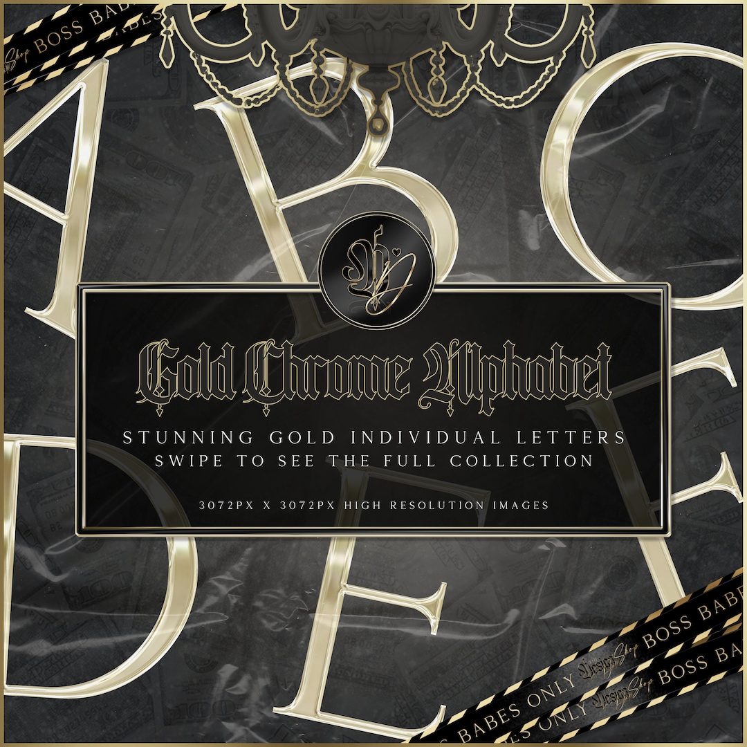 Gold Chrome Letters, Gold Alphabet, Chrome Alphabet, Gold Chrome PNG ...