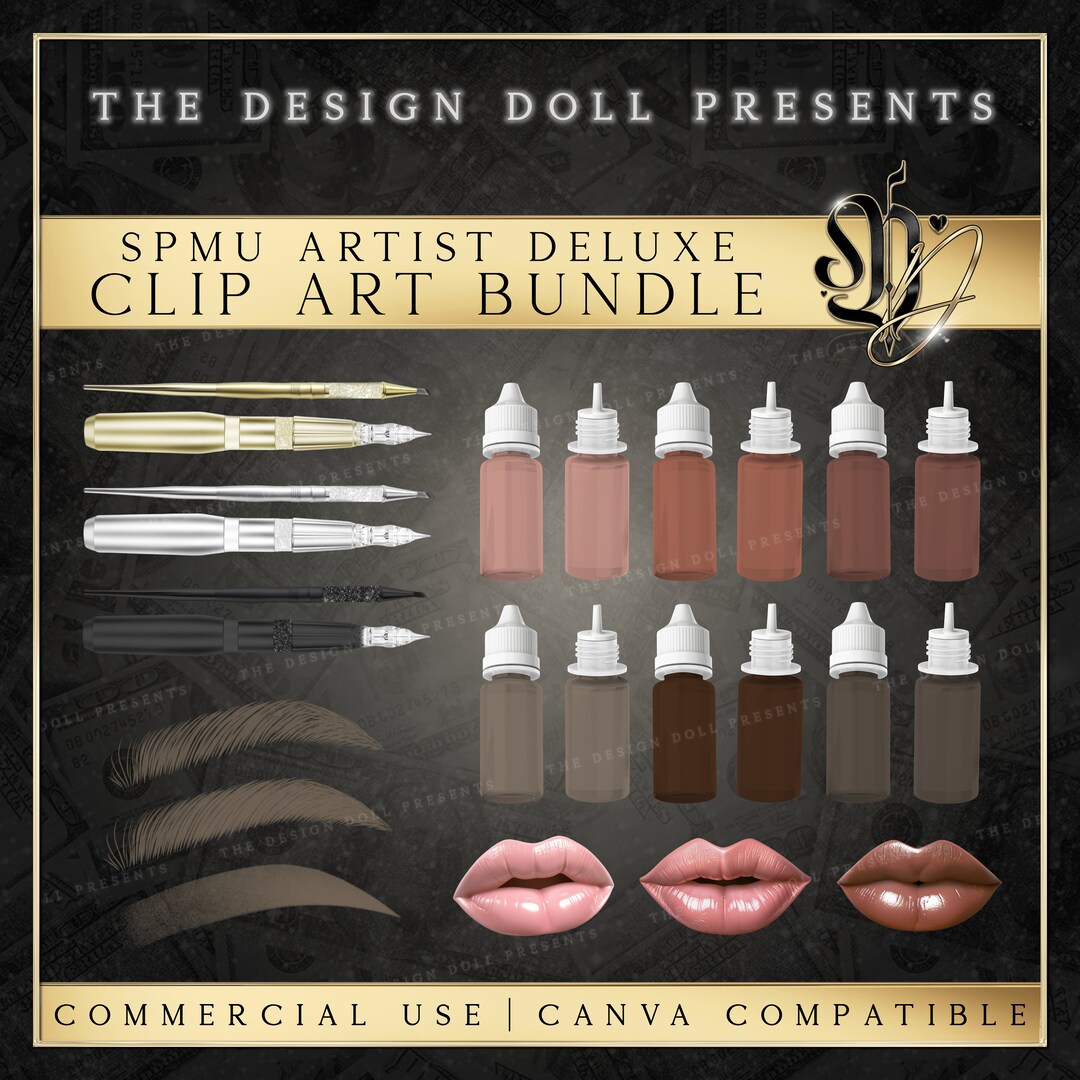 SPMU Clip Art, Lip Blush Graphics, PMU Clip Art Bundle, Brow Clip Art ...