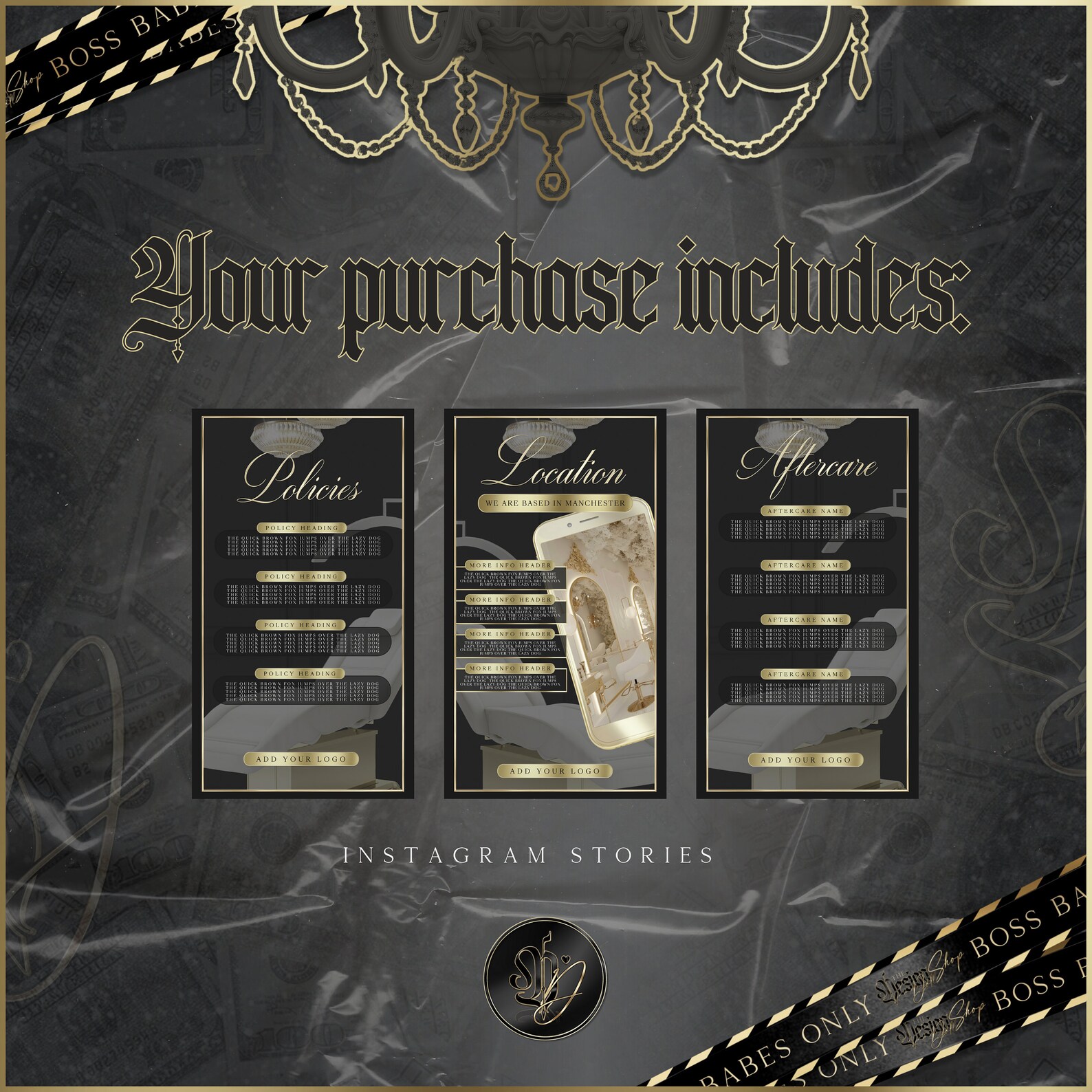 Pre-made Beauty Branding Kit, Custom Logo, Chrome Logo, Beauty Salon ...