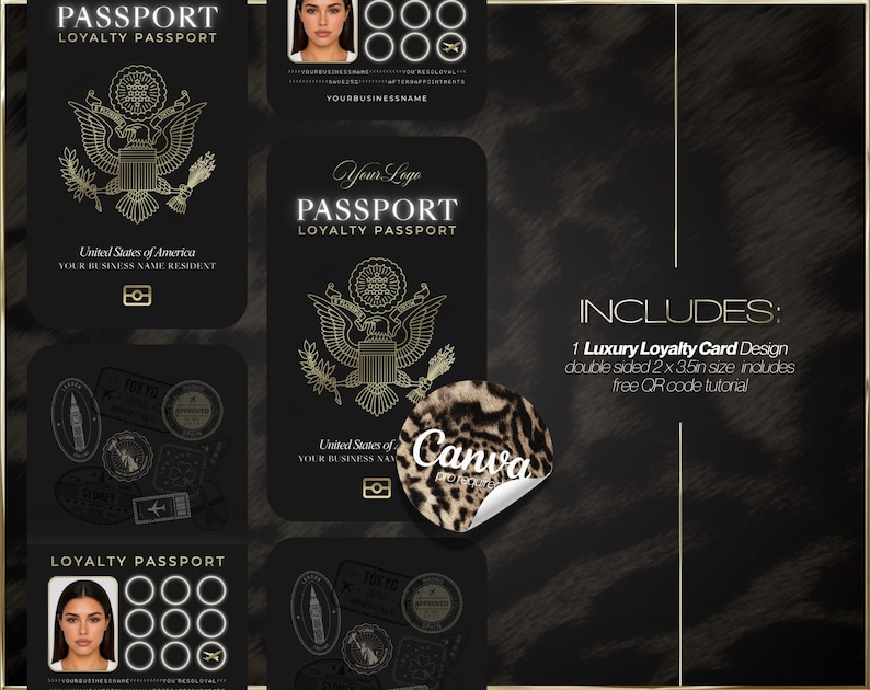 US Passport Loyalty Card Templates for Beauty Salons – Instant Digital ...