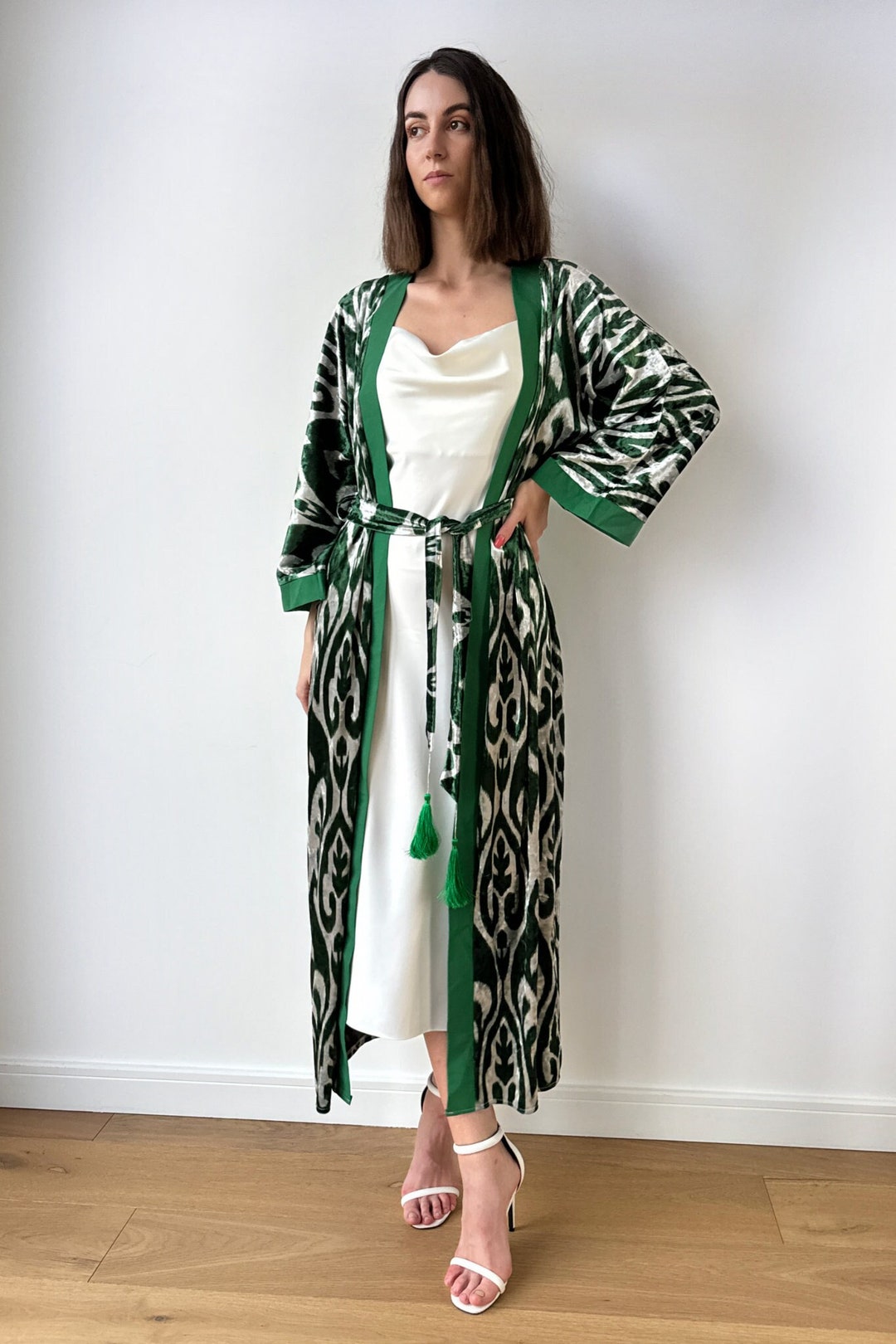 Green Christmas Robe Holiday Pajamas Robe Women Velvet Robe Velvet ...