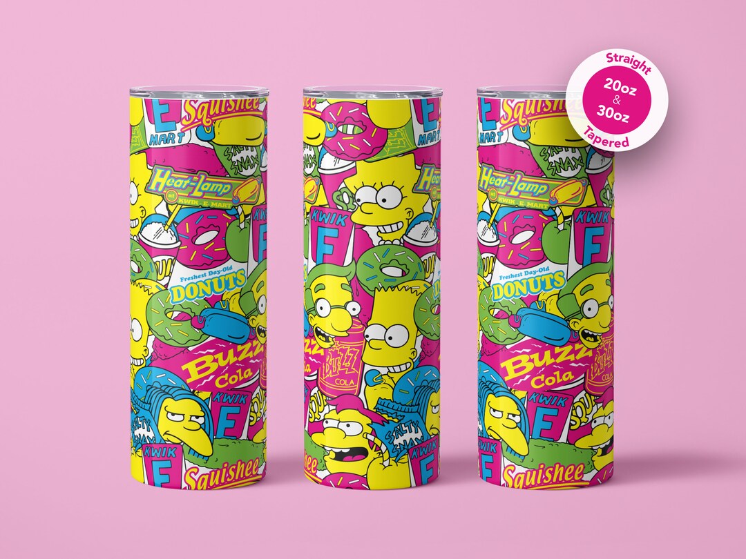 The Simpsons Tumbler Wrap PNG Bart & Lisa Kwik-e-mart Pattern - Etsy