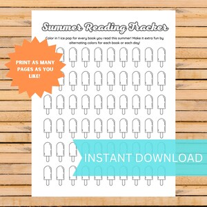Summer Reading Log Tracker for Kids With Fun Ice Pop Design, Instant ...
