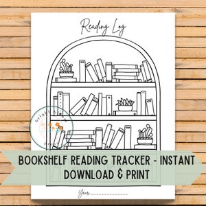 Bookcase Book Reading Tracker Log to Print at Home, Color as You Go ...
