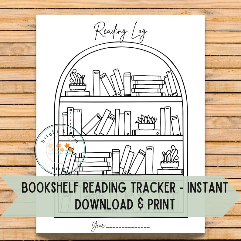 Bookcase Book Reading Tracker Log to Print at Home, Color as You Go ...