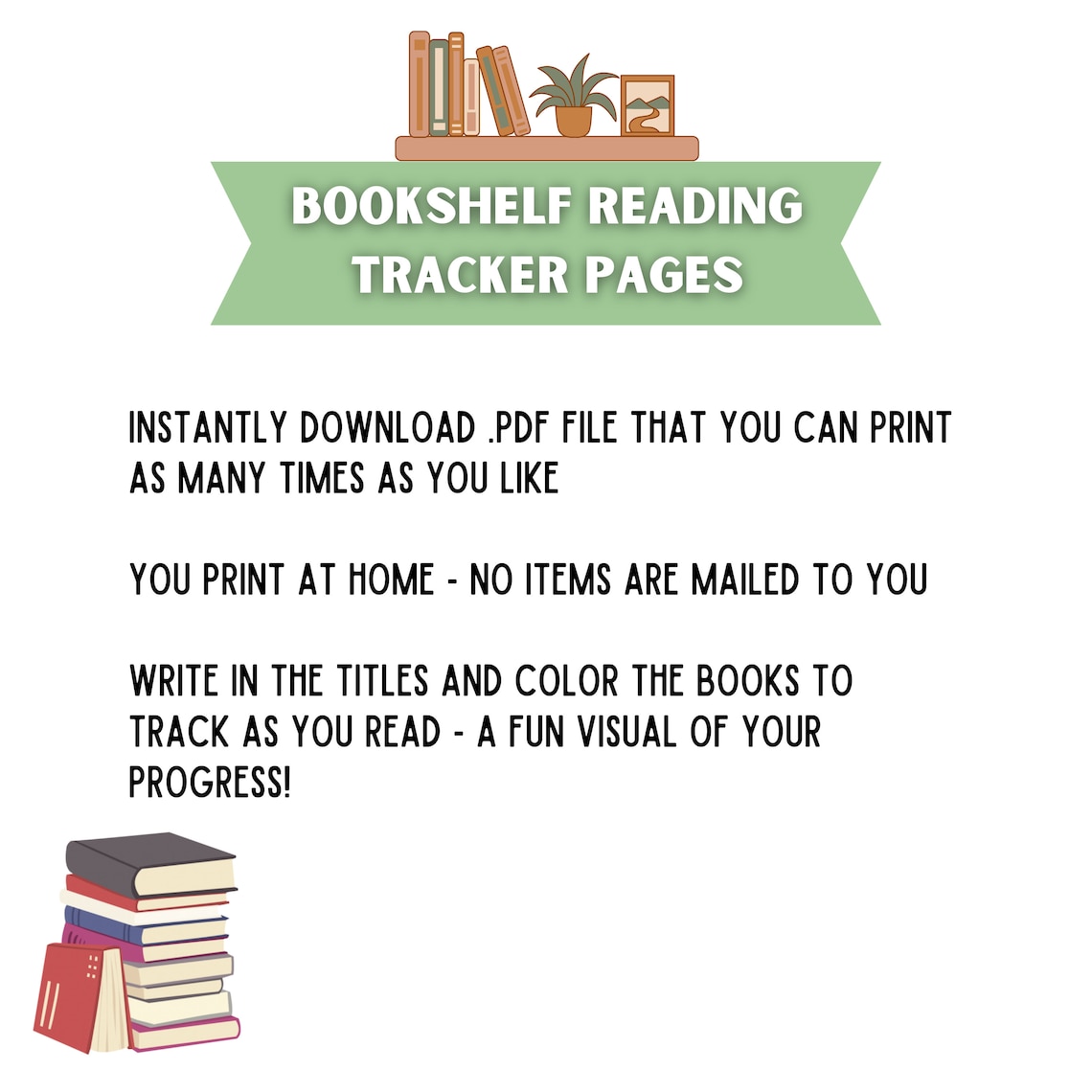 Bookcase Book Reading Tracker Log to Print at Home, Color as You Go ...