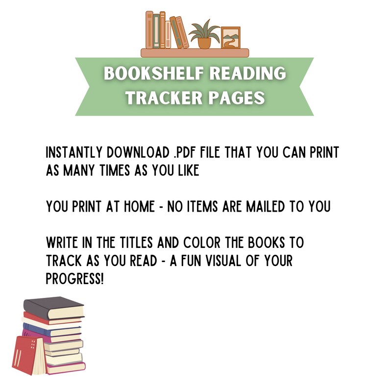 Bookcase Book Reading Tracker Log to Print at Home, Color as You Go ...