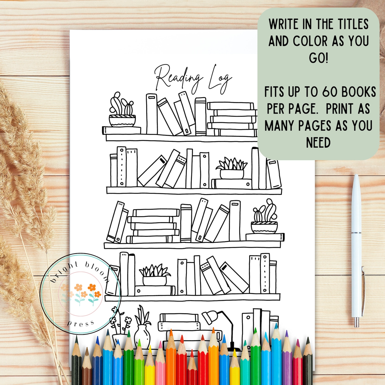 Printable Bookshelf Reading Tracker Page to Visually Track the Books ...