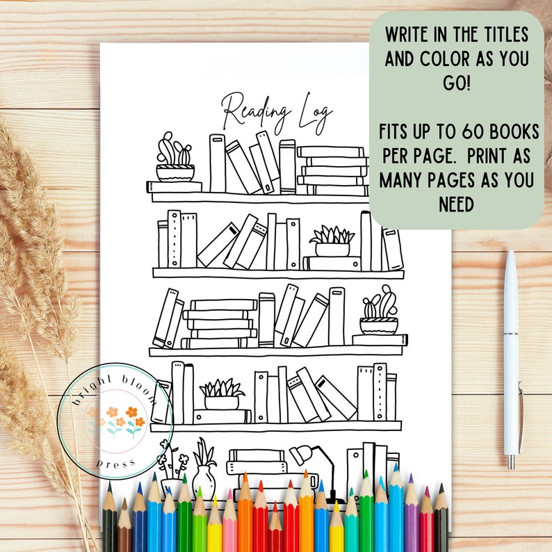 Printable Bookshelf Reading Tracker Page to Visually Track the Books ...