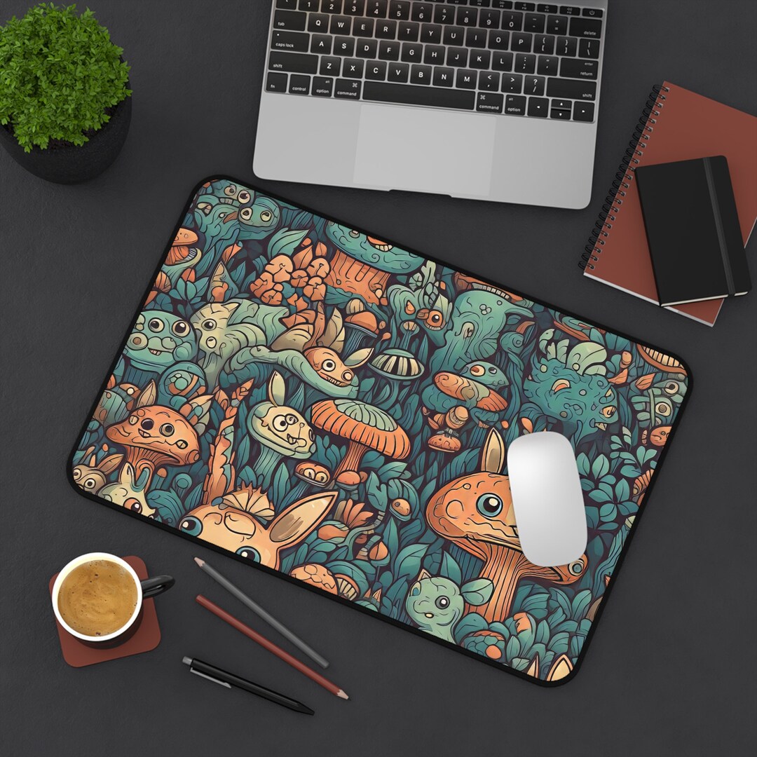 Cute Psychedelic Mushroom Forest Creature Large Desk Mat - Neoprene ...