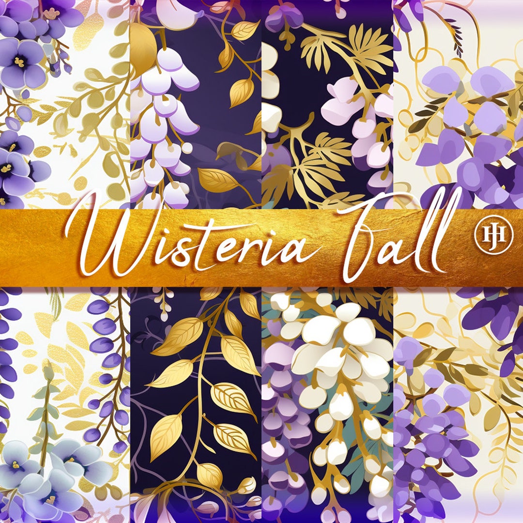 Wisteria Fall wisteria Flower Seamless Floral Patterns Set Ember Light Workshop - Etsy