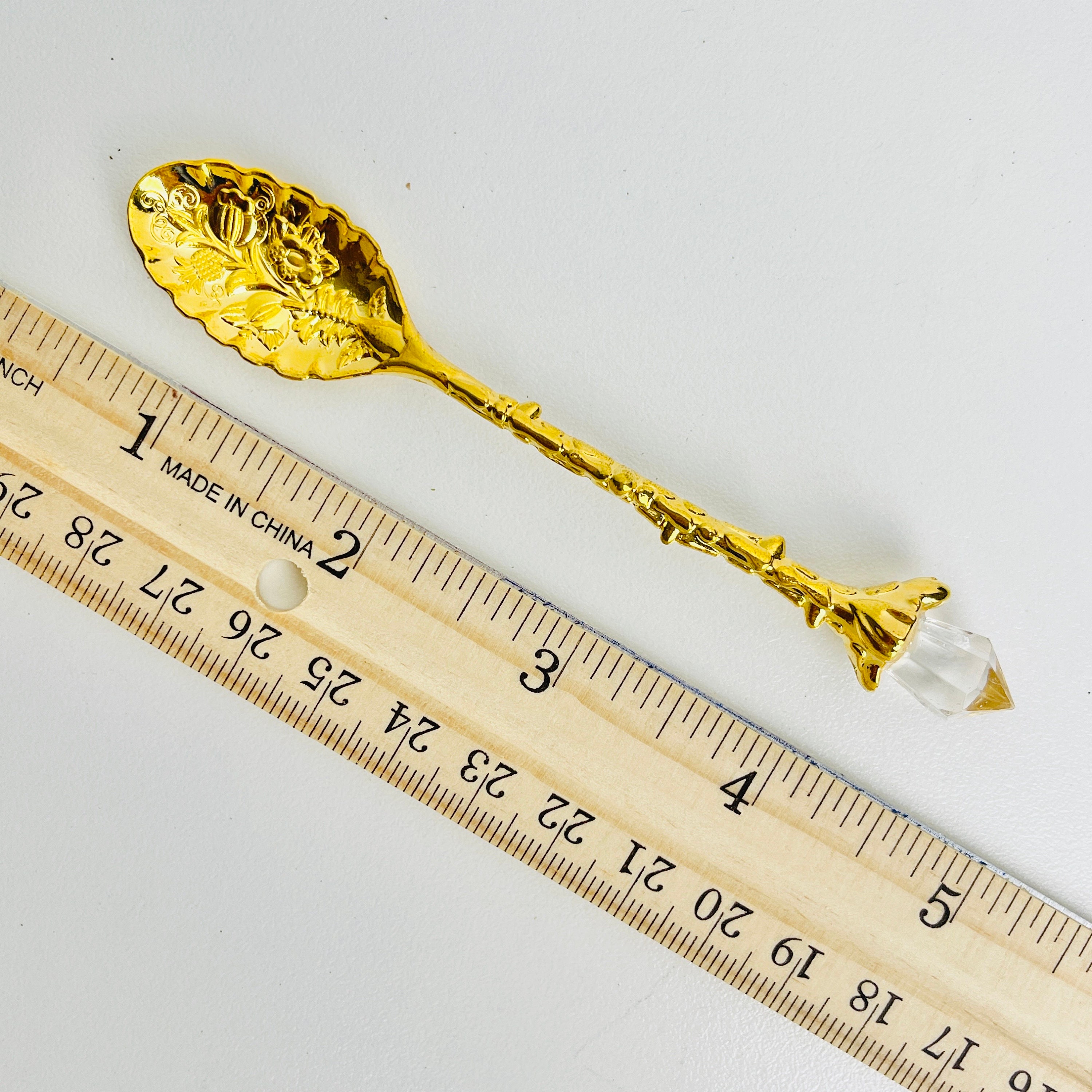 Gold Mystical Tea Ritual Spoon Clear Quartz Boxed With Guided Tea ...