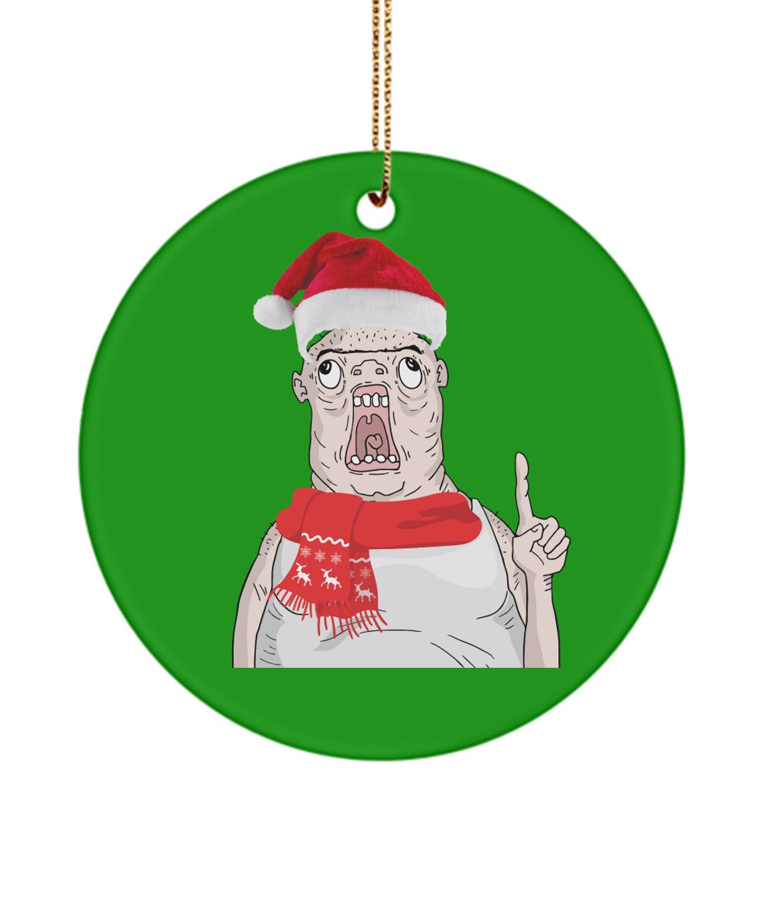 Very Ugly Christmas Ornament Green Ceramic Monster Funny Ornament Funny ...