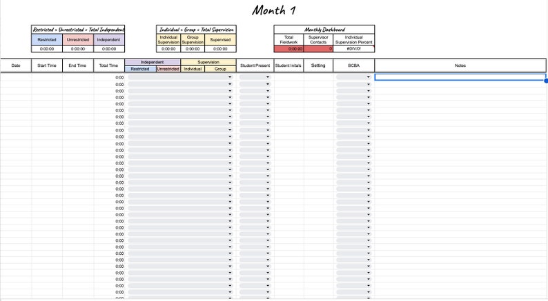BCBA Supervision Hours Tracker SPRING THEME - Etsy