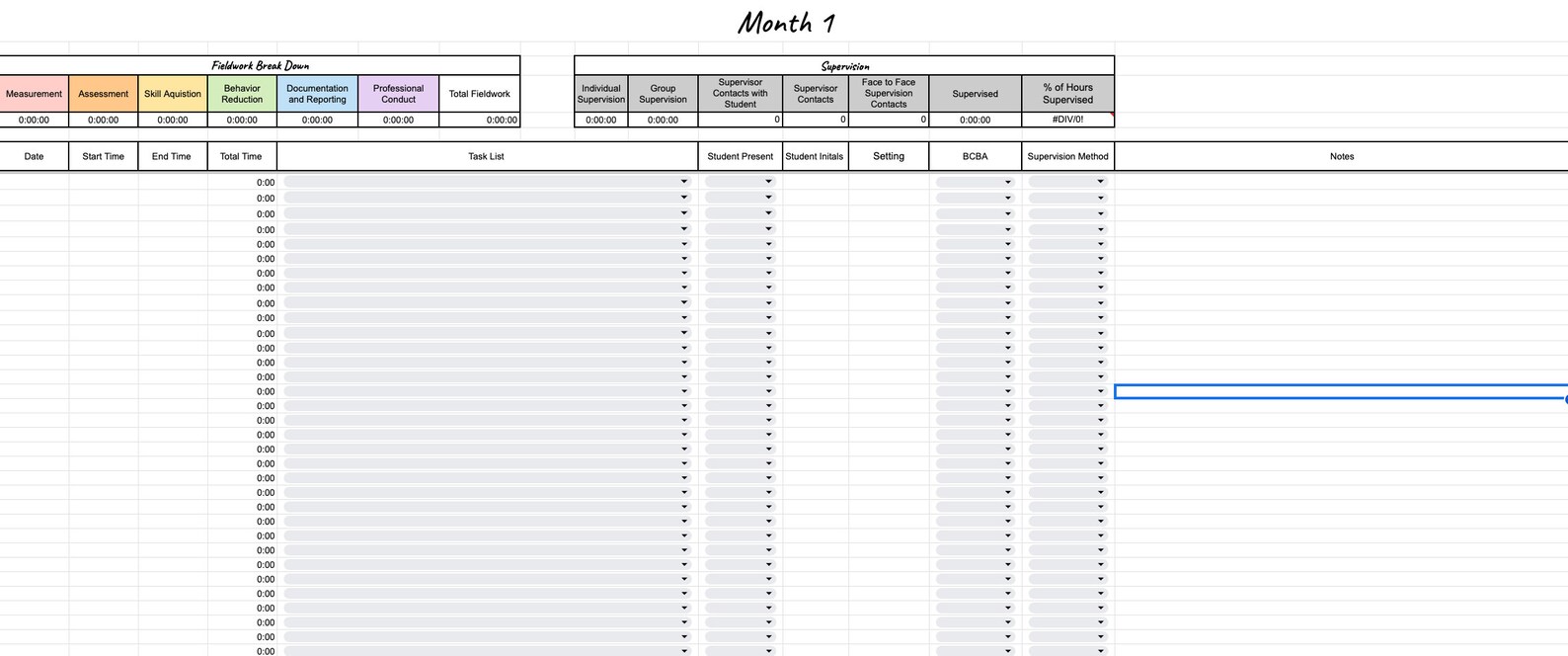 RBT Supervision and Fieldwork Tracker - Etsy