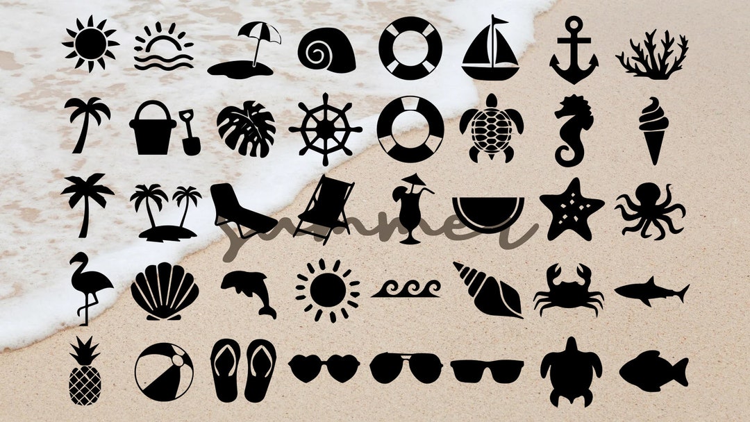 Beach SVG Bundle: Summer Clipart, Palm Tree, Tropical Designs (cut ...