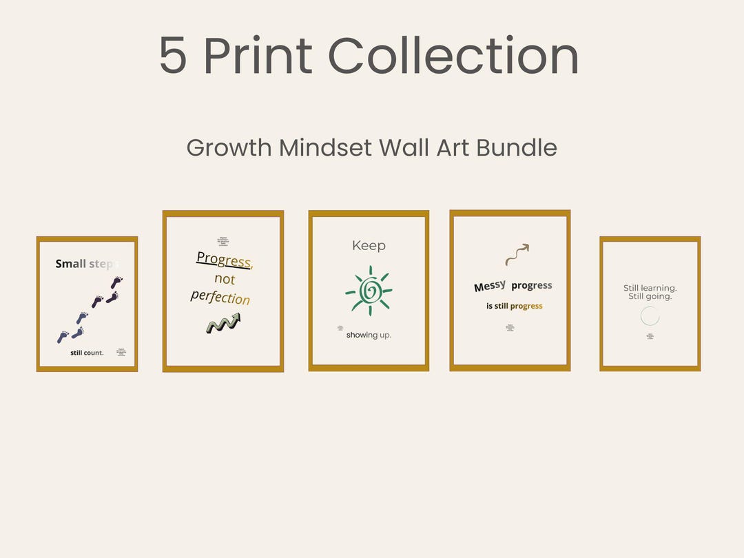 Growth Mindset Wall Art Bundle, Minimalist Motivational Prints (digital ...