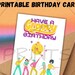 Printable Retro Birthday Card, Groovy 90's Birthday Card, Retro Neon ...