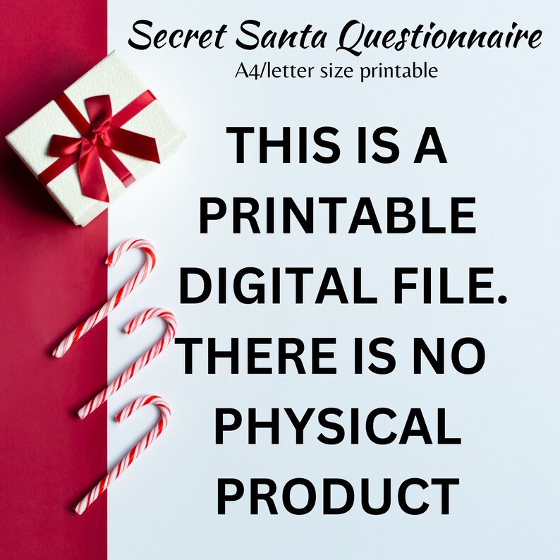 Secret Santa Questionnaire, Printable Secret Santa Questions, Gift ...