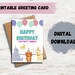 Cute Animal Printable Birthday Card, Happy Birthday Printable, Digital ...