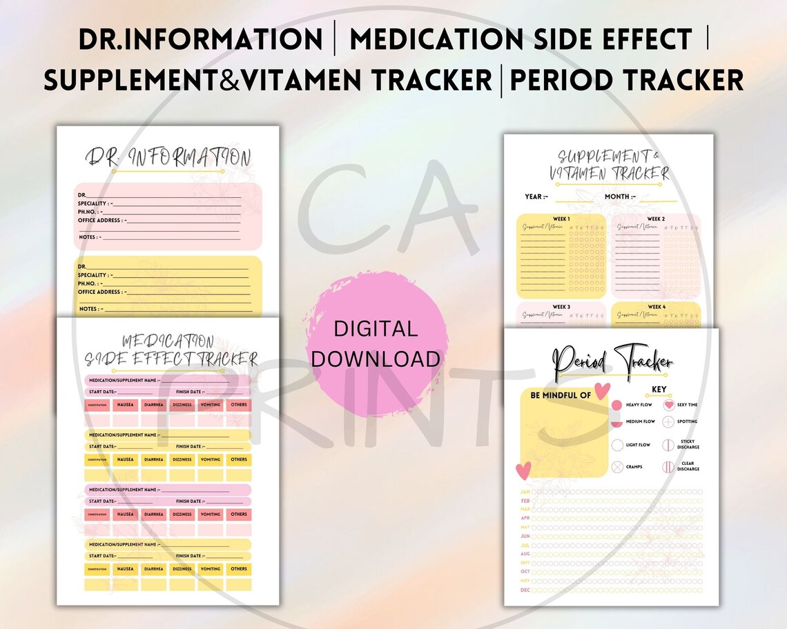 Printable Basic PCOS Tracker Sheets/period Tracker/ Medication - Etsy