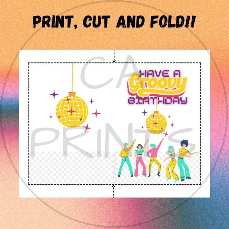 Printable Retro Birthday Card, Groovy 90's Birthday Card, Retro Neon ...