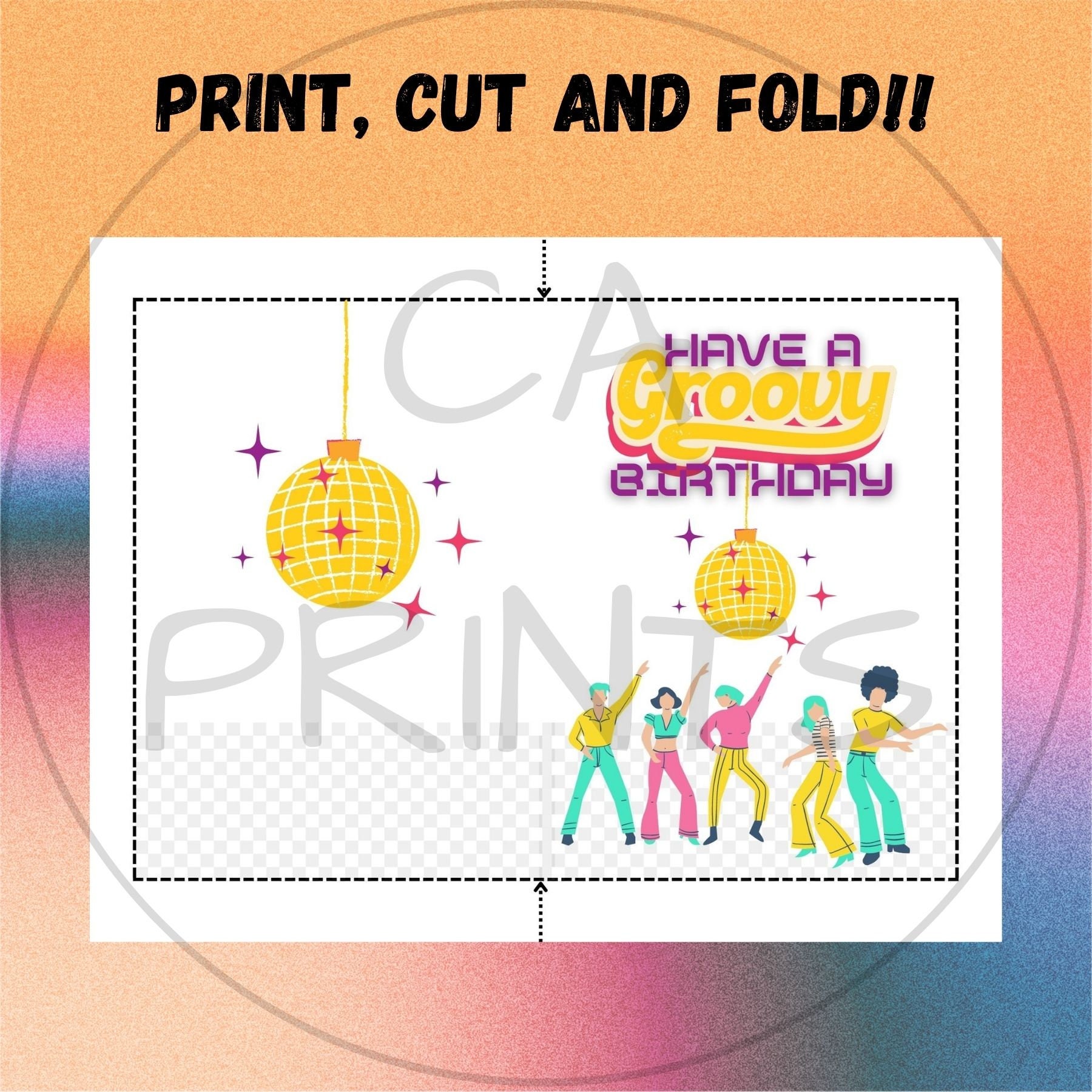 Printable Retro Birthday Card, Groovy 90's Birthday Card, Retro Neon ...