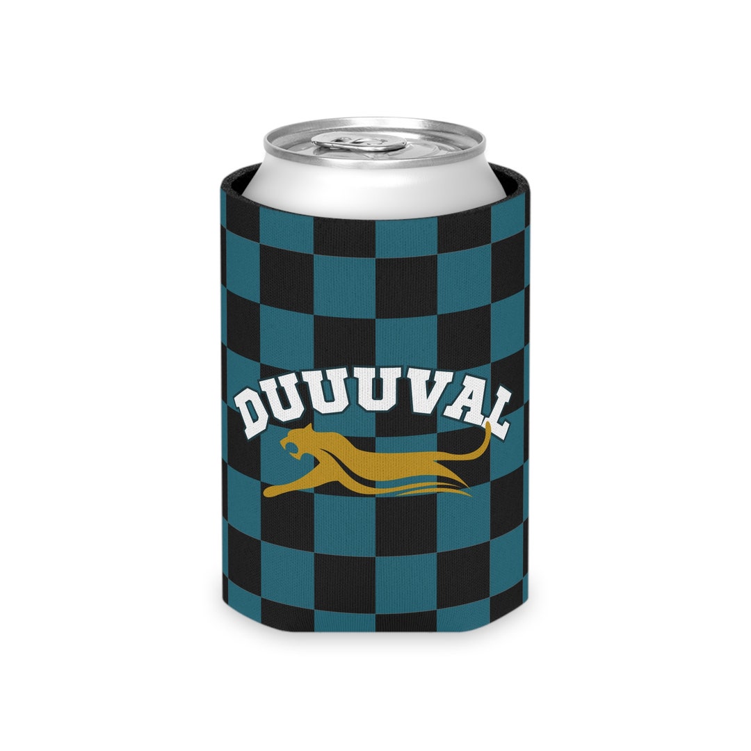 Duuuval Can Cooler Duuuval Jags Checkerboard Drink Holder - Etsy