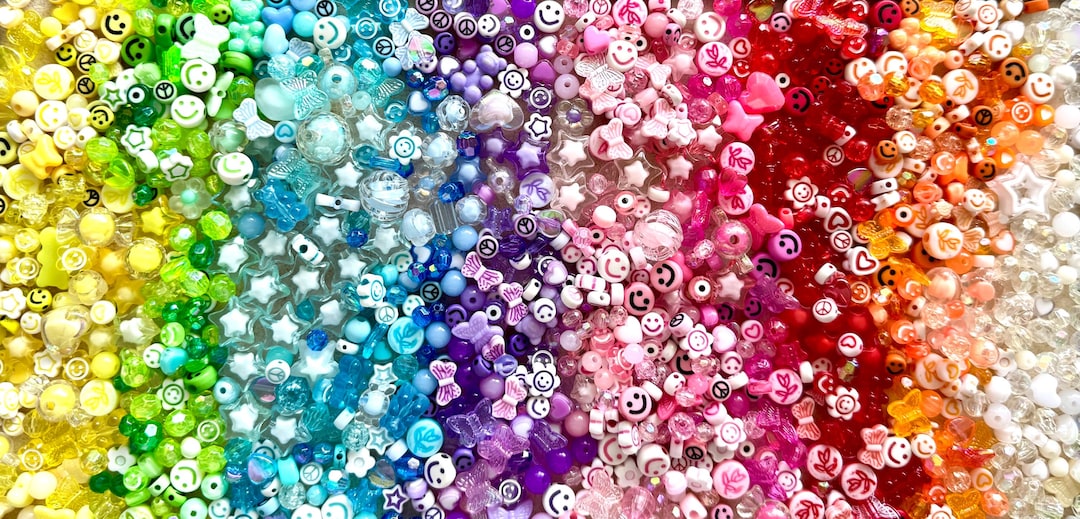 Kawaii Color-themed Bead Bag, Kandi Kidcore Beads (200pcs) - Etsy