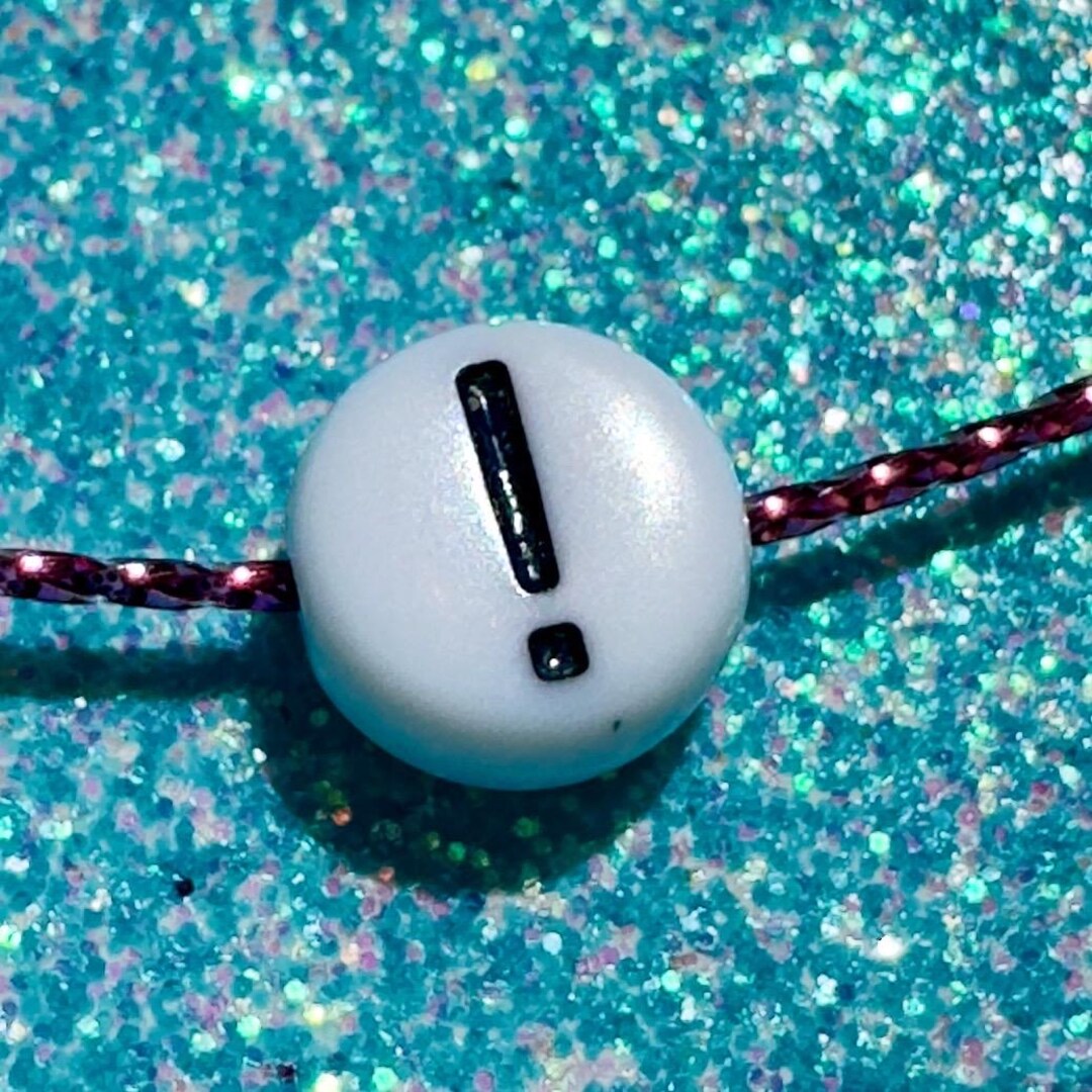 20 Exclamation Mark Punctuation Beads, Symbol, White Acrylic 7mm, Fun ...