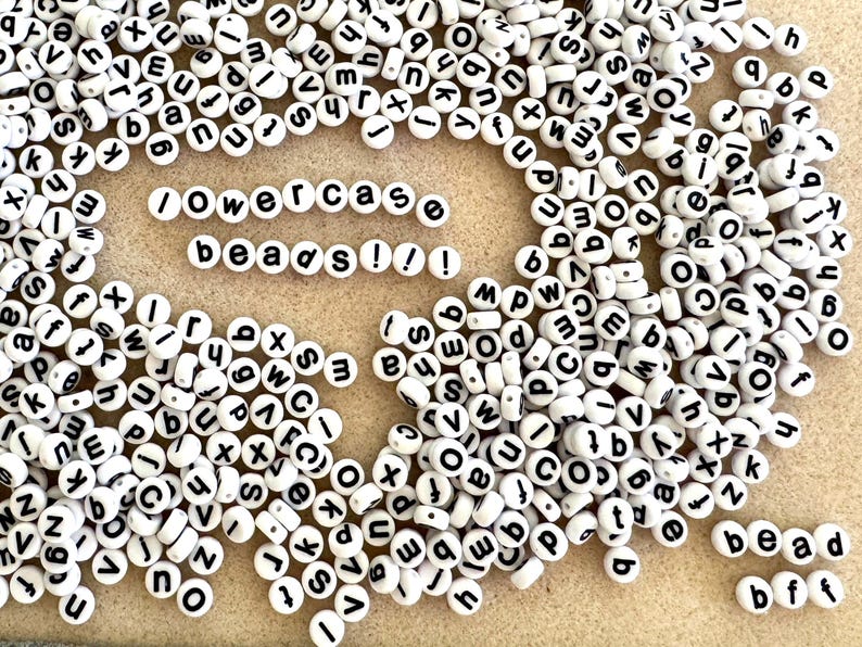 Lowercase White Acrylic Letter Beads, 7x4mm, DIY Jewelry, 5/10 Pcs of ...