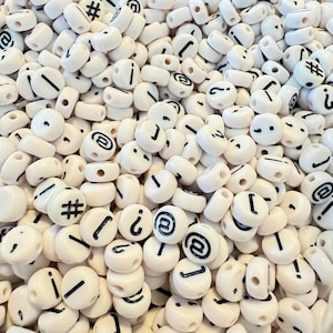Punctuation Symbol Beads: 7mm White Acrylic DIY Jewelry - 50 Pieces - Etsy